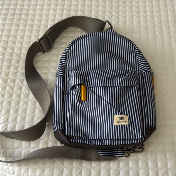 ORI LONDON | Bags | Ori London Striped Blue And White Small Backpack ...
